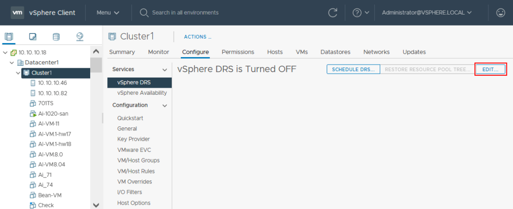 How to Configure a DRS Cluster in VMware
