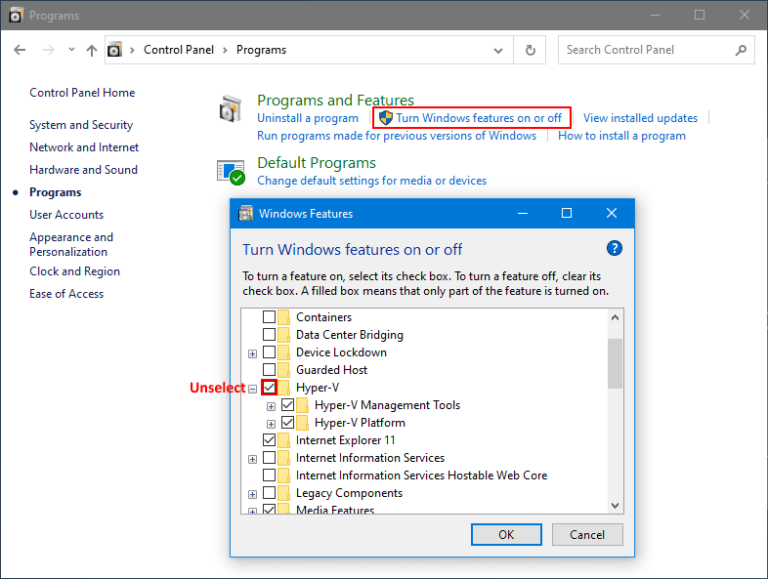 How to Uninstall or Disable Hyper-V in Windows