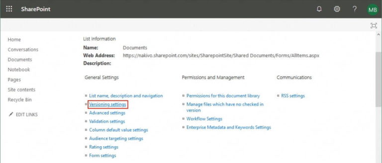 Microsoft Office 365 SharePoint Backup and Recovery