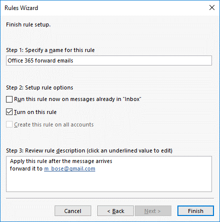 Moving an Office 365 Email to Another Email Address