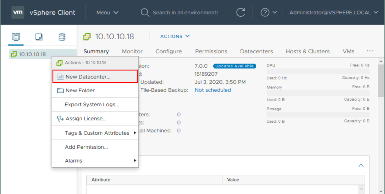 Steps to Configure a VMware ESXi Cluster