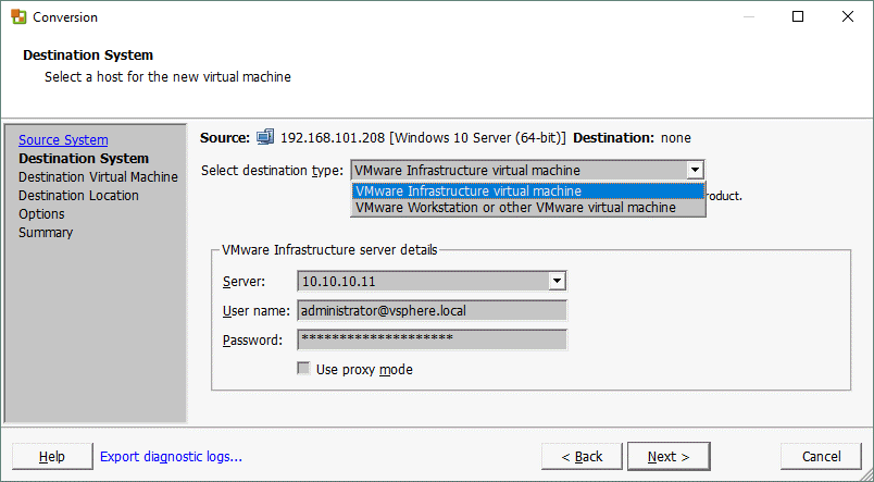 Performing P2V and V2V Migration with VMware Converter